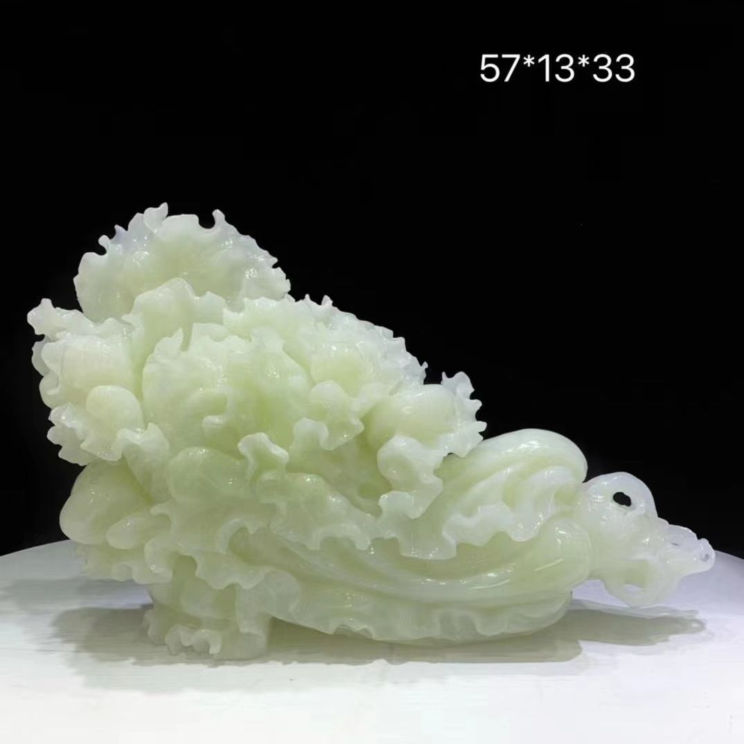 BZHAO Baozhao Cabbage Figurine - Yunfu Jade Stone Craft for Home Décor ...