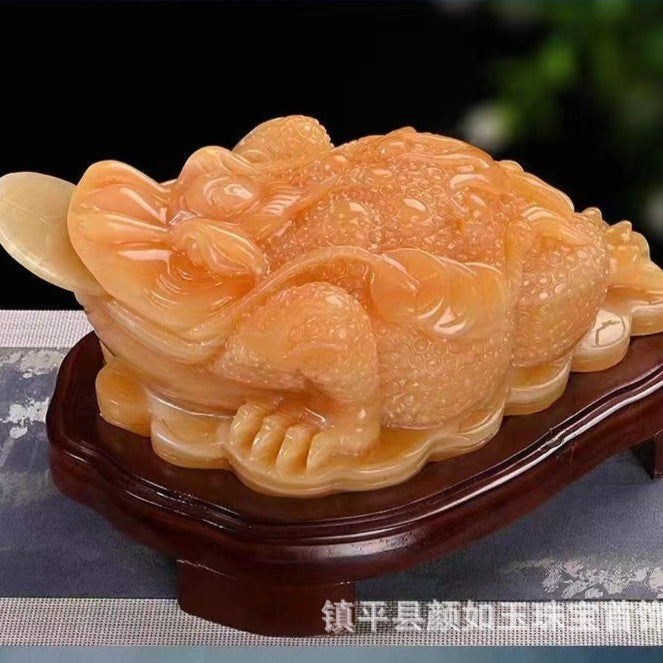 Natural Jade Wealth-Bearing Golden Toad Ornament – Three-Legged Toad w ...