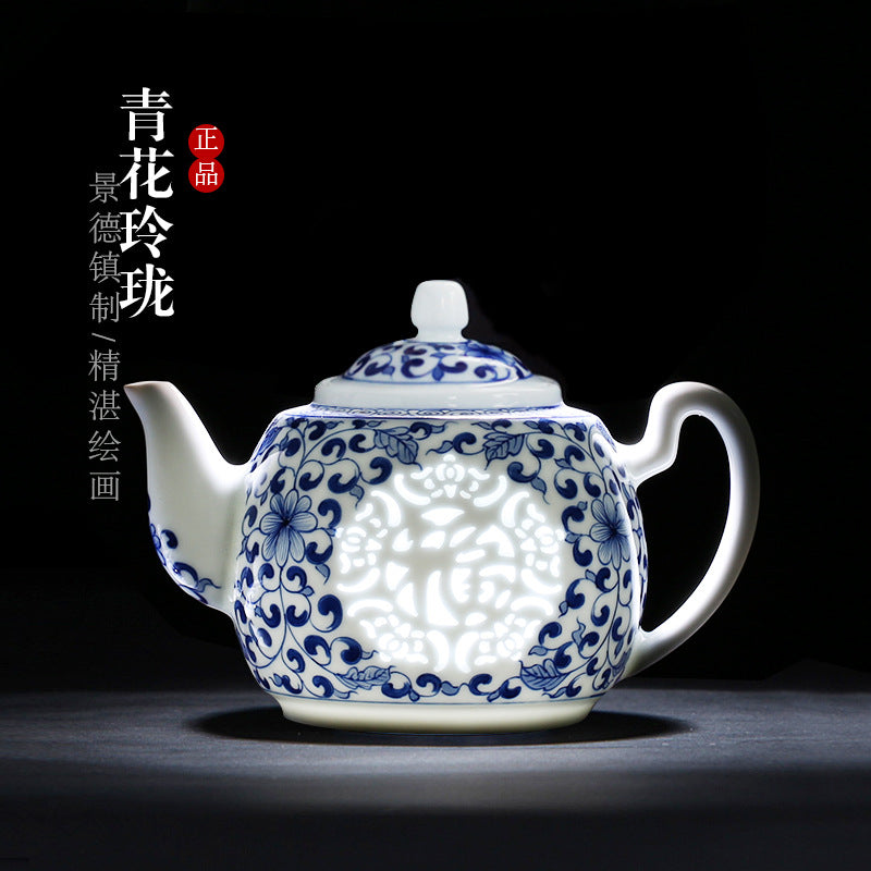 Ci Du Kiln | Jingdezhen Hand-Painted Blue and White Linglong Teapot ...
